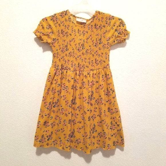 Zara | Dresses | Zara Smockedditsy Floral In Goldenrod Girl Size 9 ...